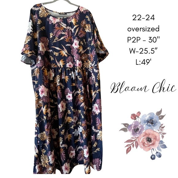 BloomChic | Dresses | Bloom Chic Floral Dress 2224 Oversized P2p 3 W255 ...